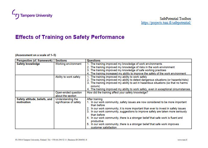 Measuring the Effectiveness of Safety Training | SafePotential Toolbox ...